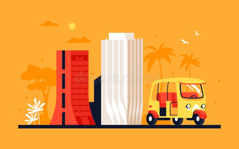 Modern Streets of India - Modern Colored Vector Illustration Stock ...
