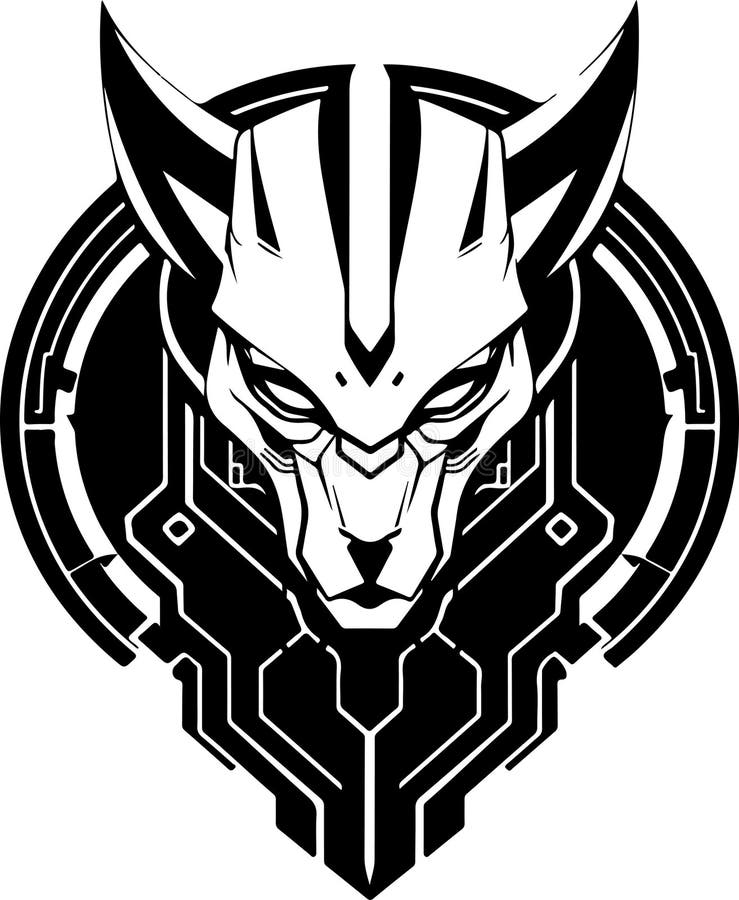 Modern Strict Logo Template of Abstract Cat or Sphinx Head. Vector ...