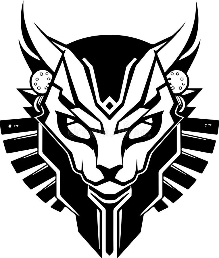 Modern Strict Logo Template of Abstract Cat or Sphinx Head. Vector ...