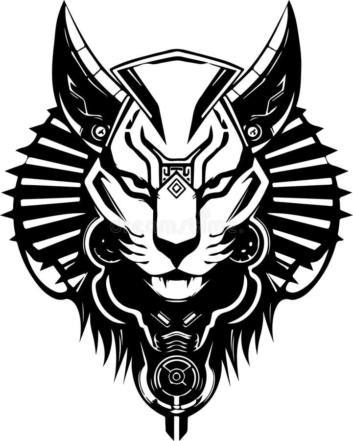 Modern Strict Logo Template of Abstract Cat or Sphinx Head. Vector ...