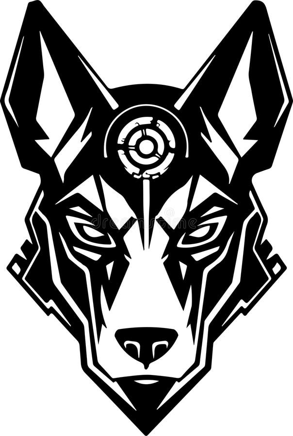 Modern Strict Logo Template of Abstract Dog, Wolf Head. Vector ...