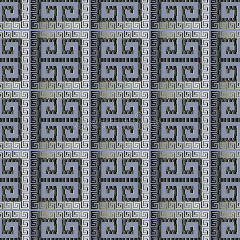 Modern Striped Check Meander Seamless Pattern. Abstract Ancient Stock ...