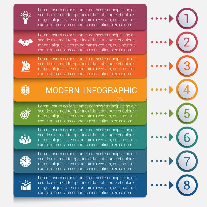 Modern Strips Infographics 7 Options Banner Stock Vector - Illustration ...