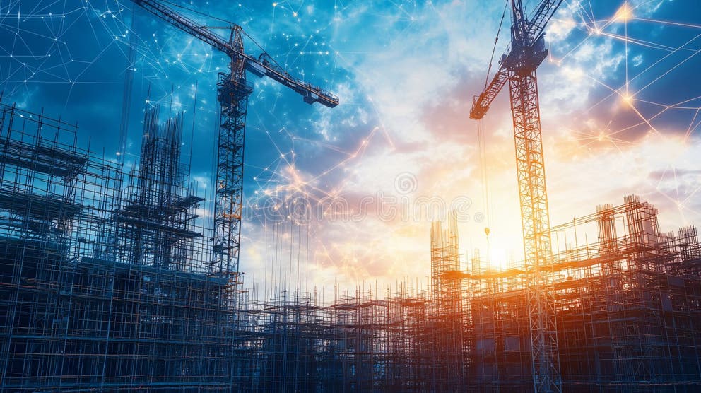 Modern Structural Steel Framework Against Clear Blue Sky Background ...