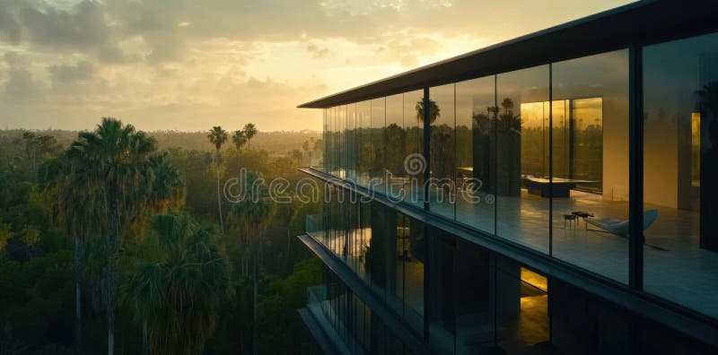 Modern Structure Architecture with Forest View and Sunlight in Building ...