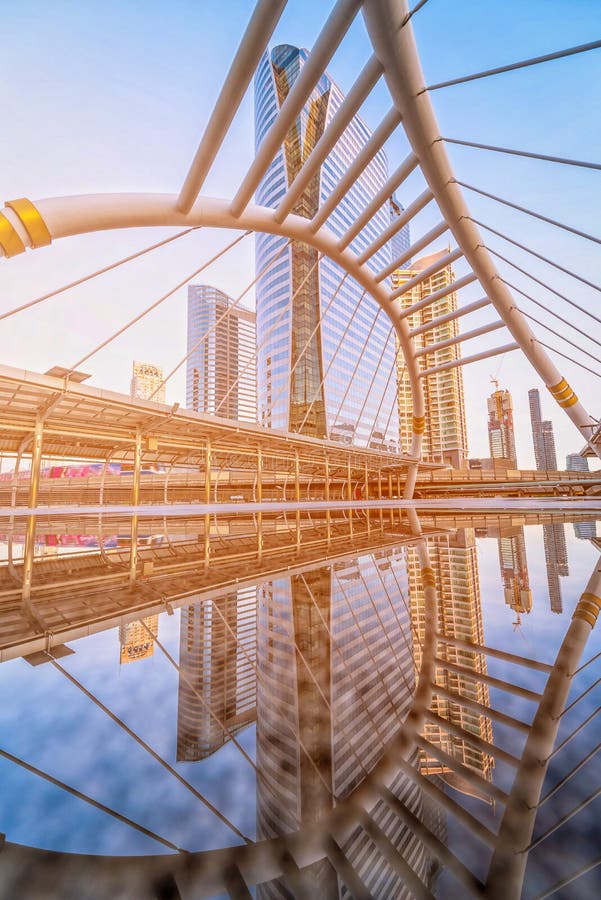 Modern Structure Bridge Shape and Building at Train Station in B ...