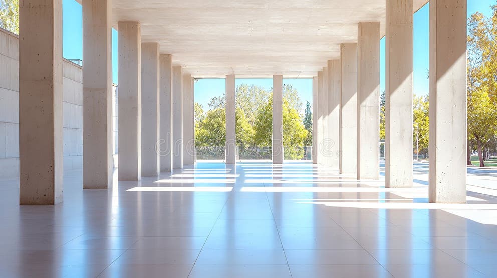 Modern Structure with Columns and Trees in the Interior Stock ...