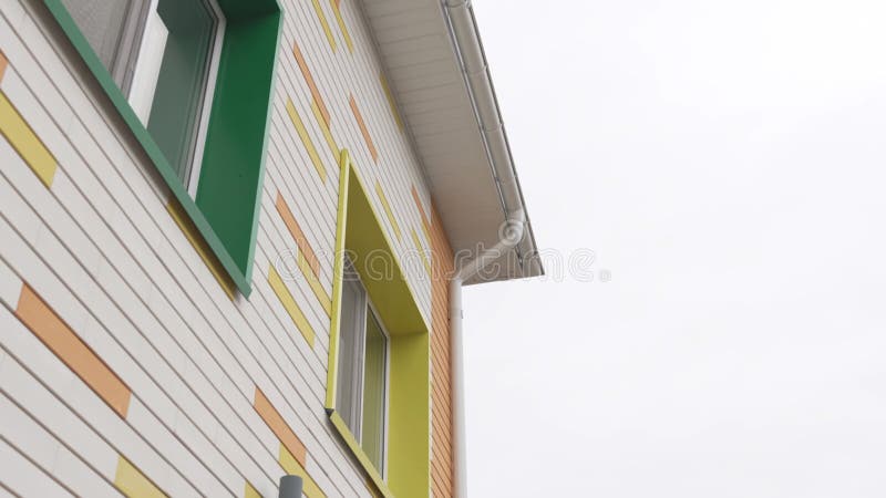 Facade Detail of New Building with Architectural Lines Stock Footage ...