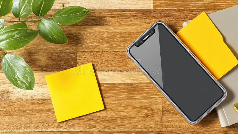 Modern Student Desk with Books, Smartphone, and Sticky Notes Arranged ...