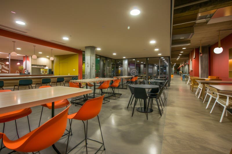 A Modern Student Lounge with Dining Tables and Chairs, Perfect for ...