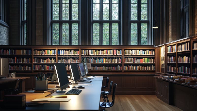 A Modern Student Workspace with Sleek Technology and Organized ...