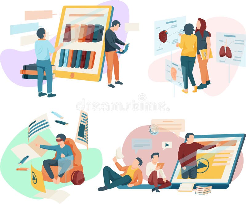 Modern Students Flat Set stock vector. Illustration of abstract - 183275601