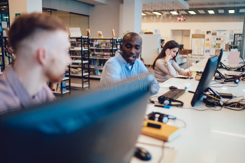 Modern Students Studying in University Computer Class Stock Photo ...