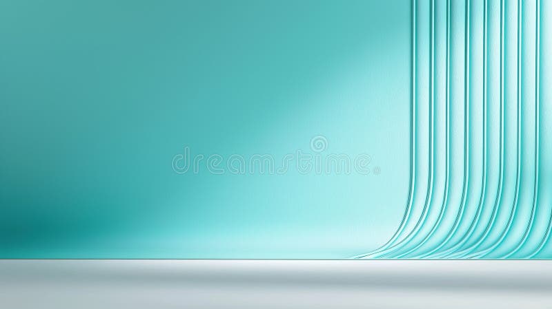 Modern Studio Backdrop in Vibrant Turquoise with Gentle Curves Stock ...