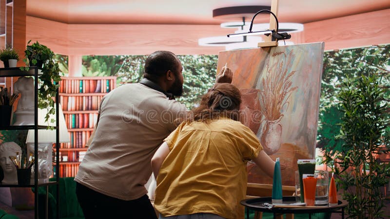 Diverse Artists Using Oil Paints To Create a Beautiful Masterpiece ...