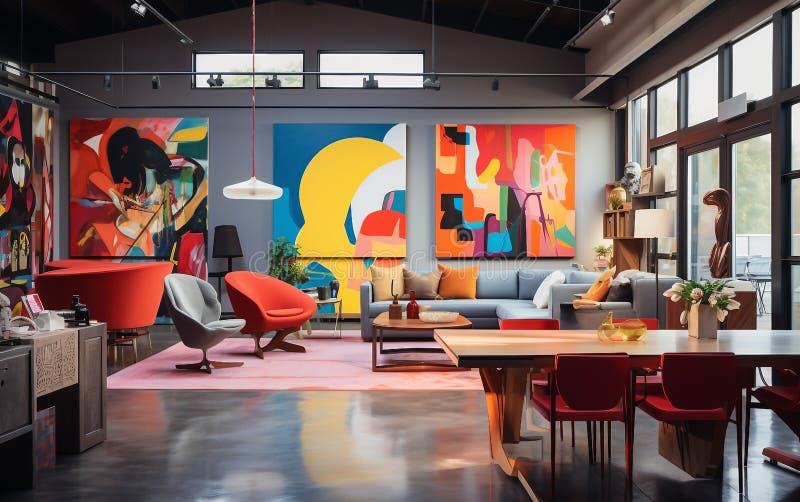 Modern Studio Featuring Open Design for Collective Creativity. Stock ...