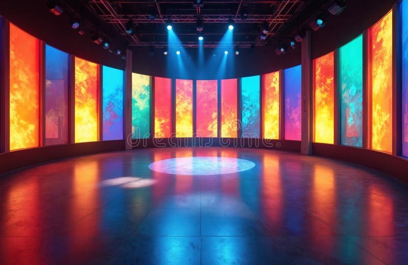 Modern Studio Interior with Vibrant LED Color Panels, Dynamic Stage ...