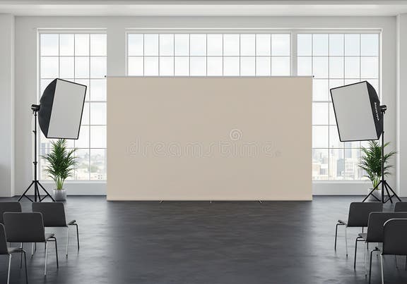 Modern Studio Setup with Blank Backdrop, Softbox Lighting, and Minimal ...