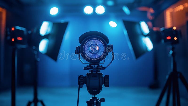 Modern Studio Setup with Bright Lighting and Turquoise Backdrop Ready ...