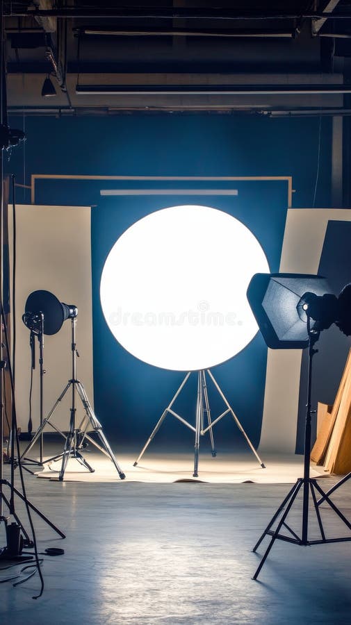 Modern Studio Setup with Lighting Equipment and Backdrops for Creative ...