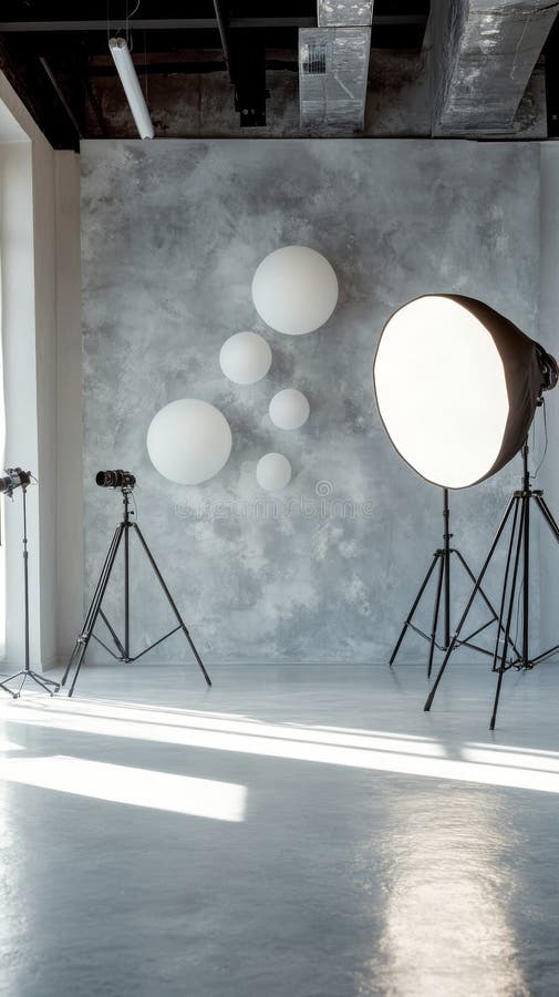 Modern Studio Setup with Lighting Equipment and Backdrops for Creative ...