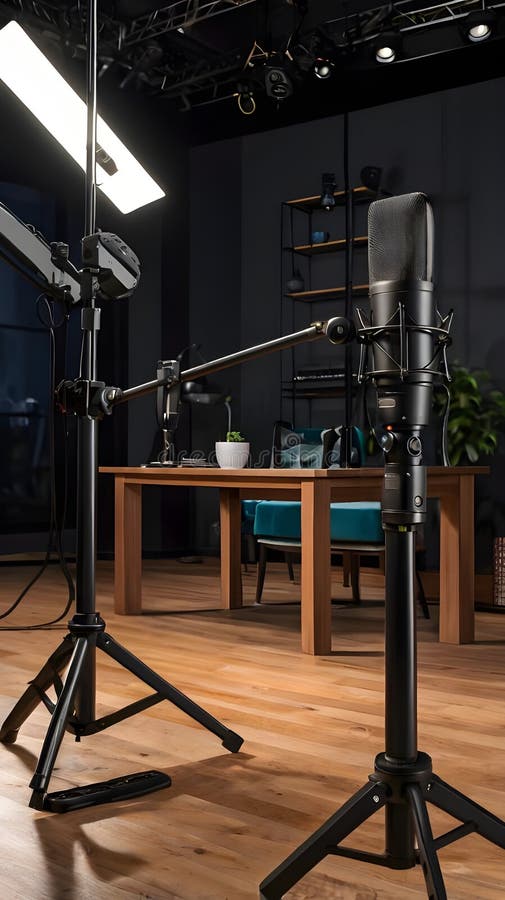 A Modern Studio Setup for a Live Streaming Session Stock Illustration ...