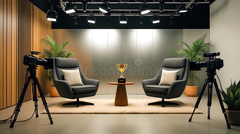 Modern Studio Setup Minimalist Interview Room Stock Illustration ...