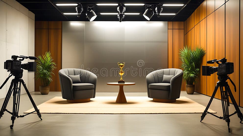Modern Studio Setup Minimalist Interview Room Stock Illustration ...