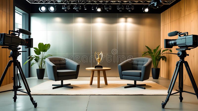 Modern Studio Setup Minimalist Interview Room Stock Illustration ...