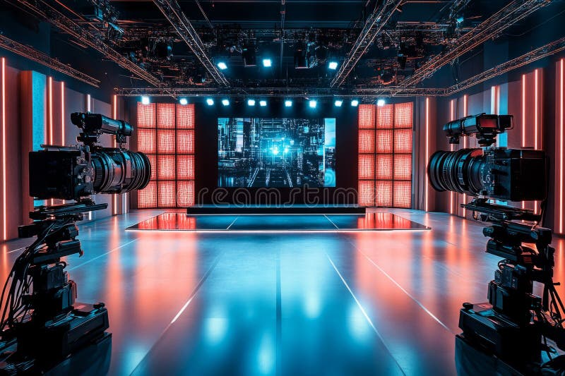 Modern Studio Setup with Professional Lighting and Cameras Stock Photo ...