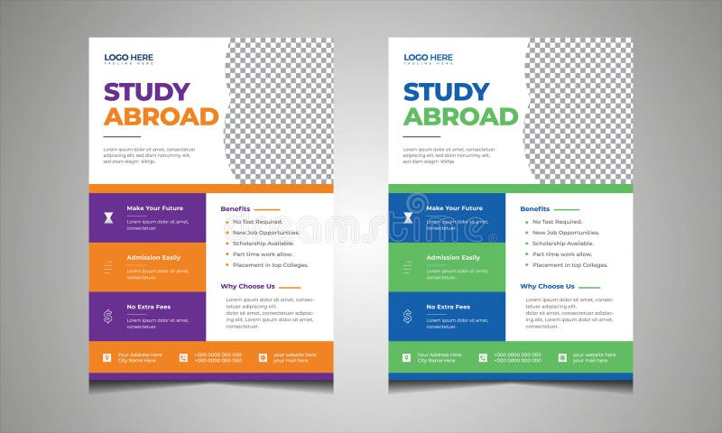 Modern Study Abroad or Higher Education Flyer Design Template ...
