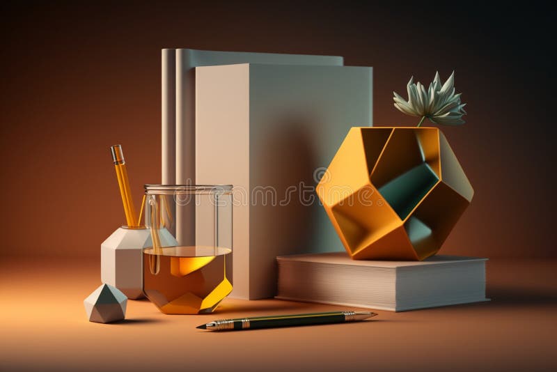 Modern Study Desk Background, Colored, Generative Ai Stock Illustration ...