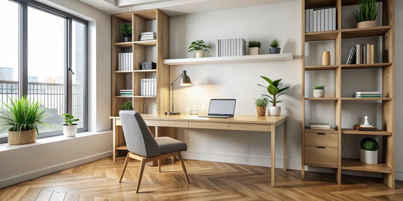 Modern Study Table in a Study Room Generative by AI Stock Illustration ...