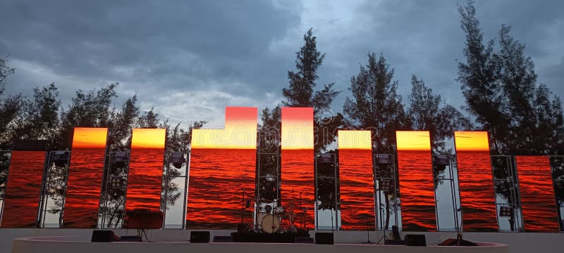 Modern Stunning Outdoor Stage Setup with LED Screens with Sunset Visual ...