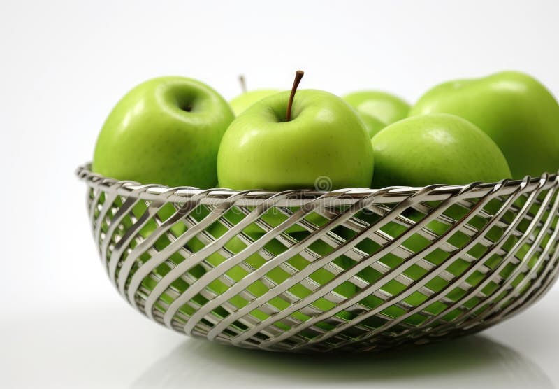 Modern Style with Apples Basket Made of Steel Wire Created with ...