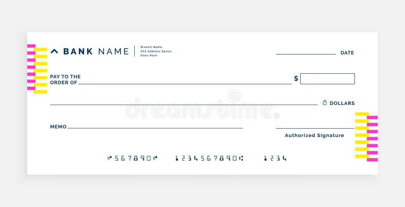 Modern Style Bank Cheque Paper Mockup Template Stock Illustration ...