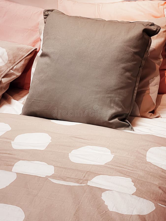 Modern Style Bedding on Bed in Bedroom, Interior Design Stock Photo ...