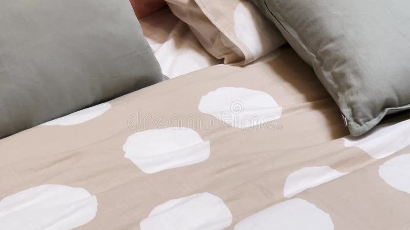 Modern Style Bedding on Bed in Bedroom, Interior Design Stock Footage ...