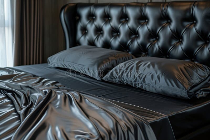 Modern Style Black Leather Bed Design Ai Photo Stock Illustration ...