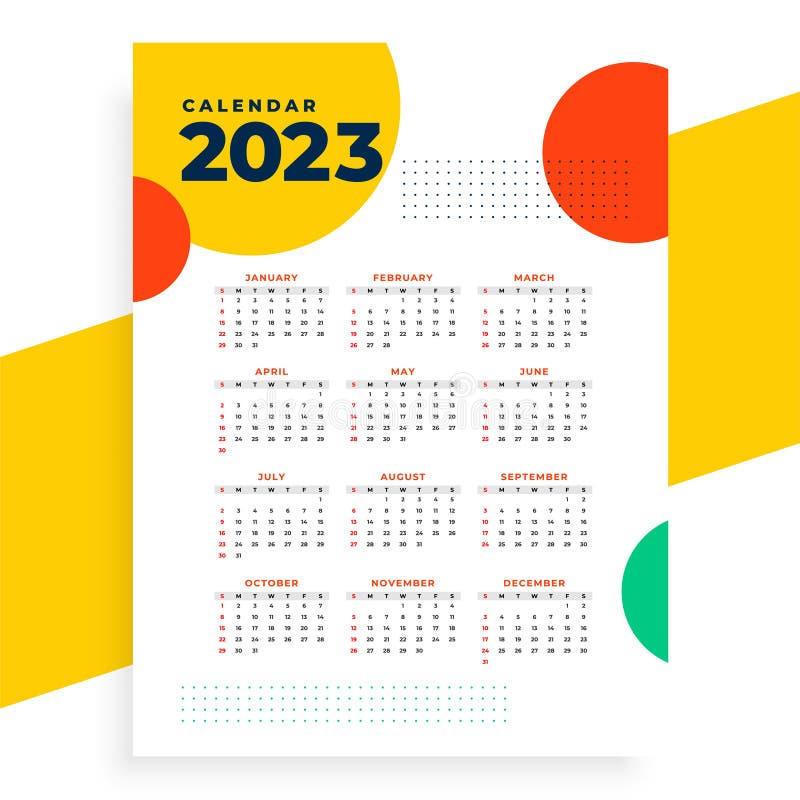 Modern Style 2023 Calendar Layout for Event Planner Stock Vector ...