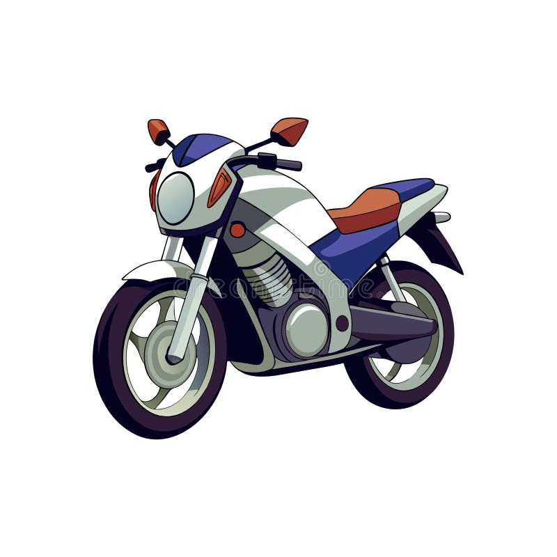 Modern Style Cartoon Motorcycle Isolated on White Background Stock ...