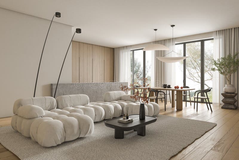 Modern Style Conceptual Interior Room 3d Illustration Stock ...