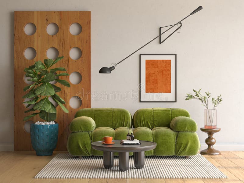 Modern Style Conceptual Interior Room 3d Illustration Stock ...