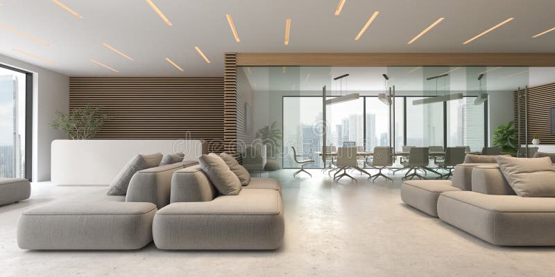 Modern Style Conceptual Reception Interior Room 3d Illustration Stock ...