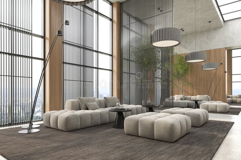 Modern Style Conceptual Reception Interior Room 3d Illustration Stock ...