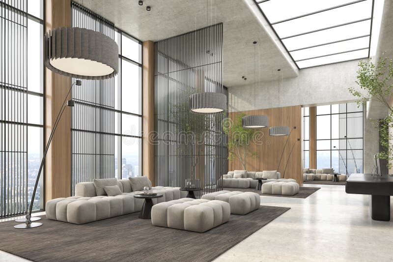 Modern Style Conceptual Reception Interior Room 3d Illustration Stock ...