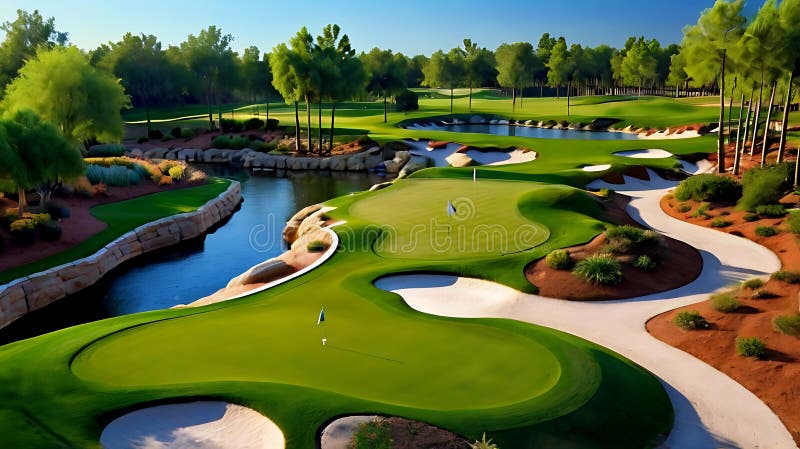 Modern Style Golf Course Landscape Design Model Stock Illustration ...