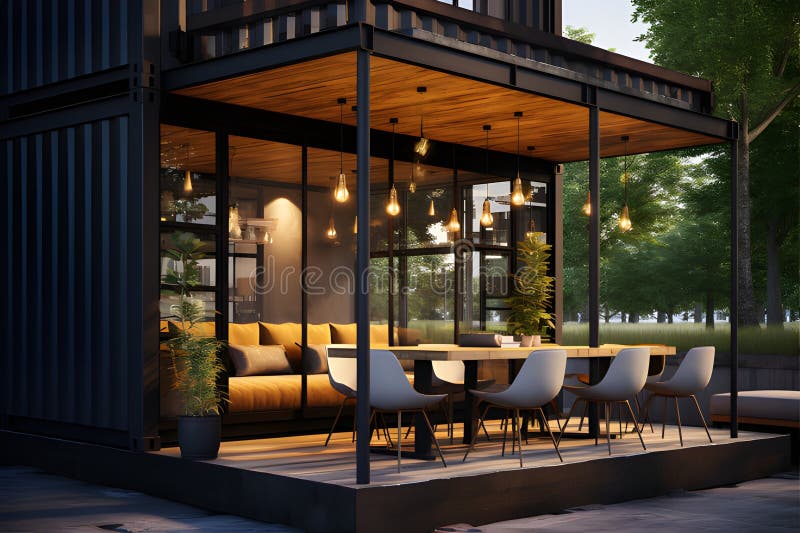 Modern Style Install a Communal Table with Built-in Power Outlets. AI ...