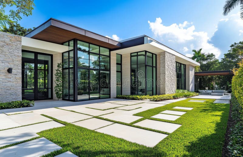 Modern Style Luxurious New Construction House. Generative AI. Stock ...