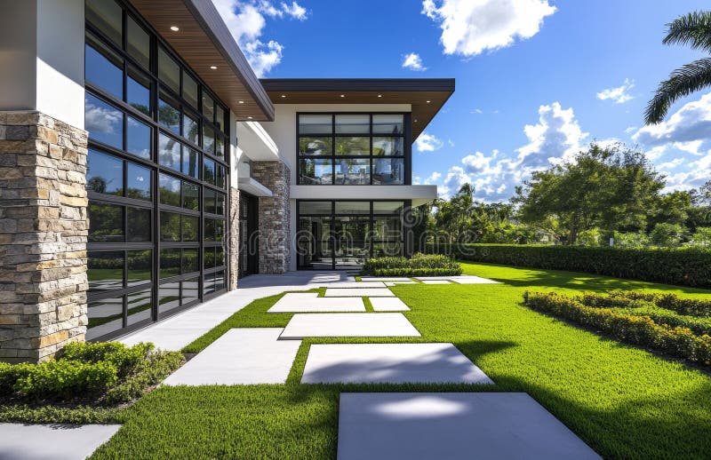 Modern Style Luxurious New Construction House. Generative AI. Stock ...